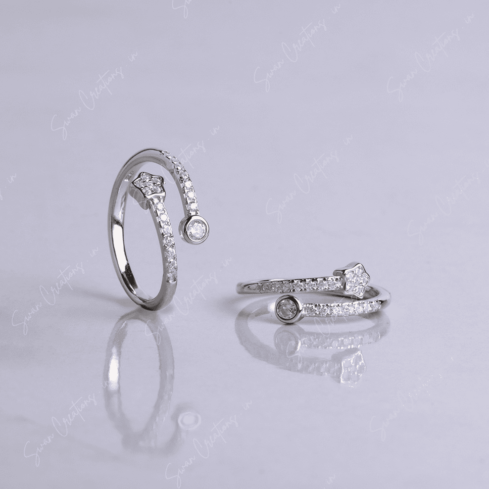 925 SILVER ADJUSTABLE TOE RINGS -TINY STAR - Swan Creations
